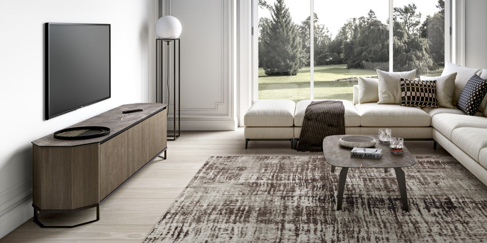 Hexagon 2 Meter TV Cabinet – White & Black Furntiure